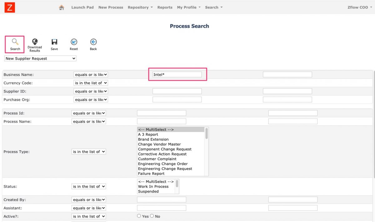 Searching for Information in ZFlow – ZFlow Documentation