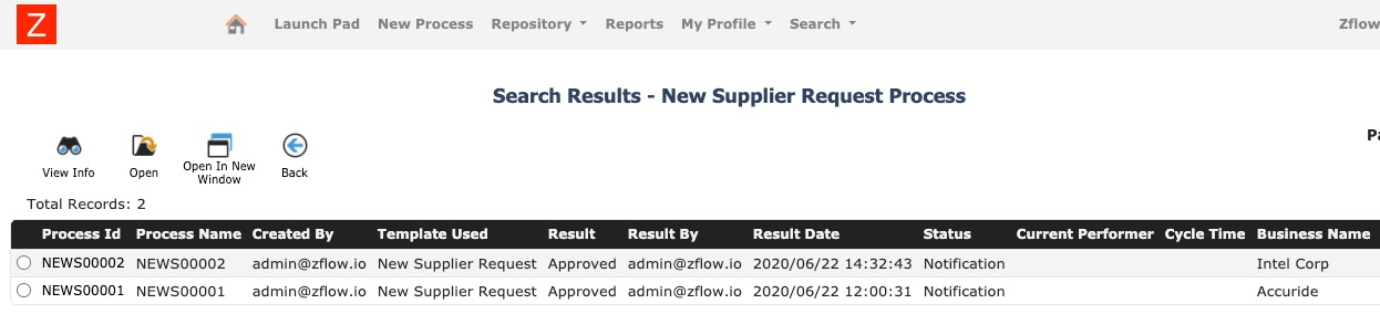 Searching for Information in ZFlow – ZFlow Documentation